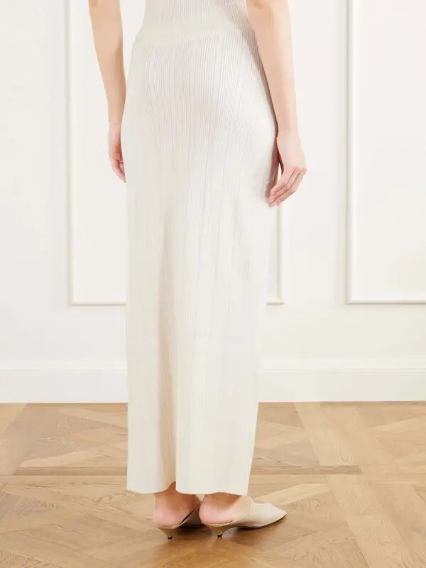 COLLEEN ALLEN Ribbed-knit Merino Wool Maxi Skirt