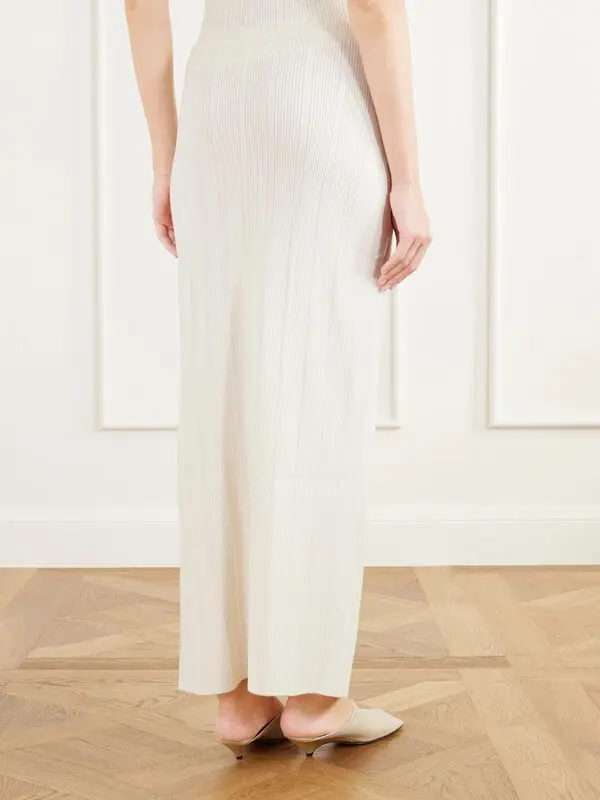 COLLEEN ALLEN Ribbed-knit Merino Wool Maxi Skirt - Neutrals