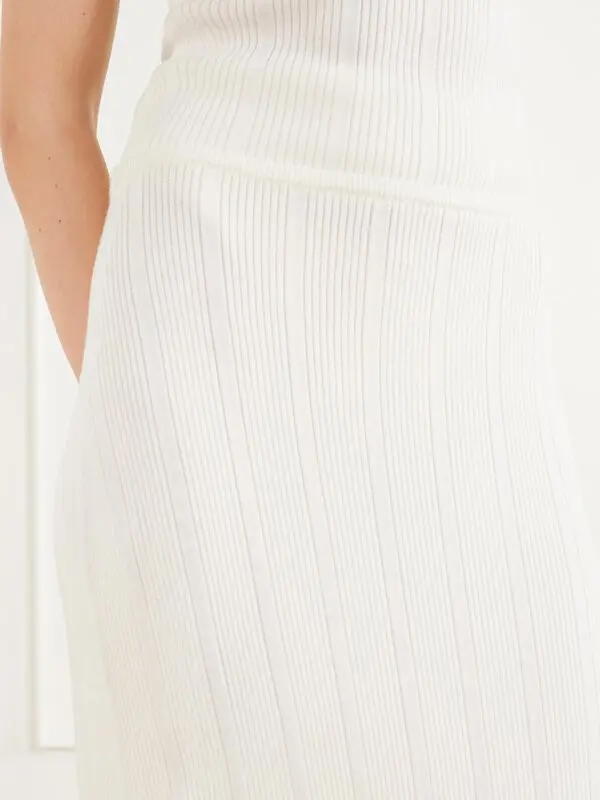 COLLEEN ALLEN Ribbed-knit Merino Wool Maxi Skirt - Neutrals