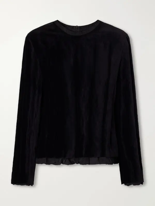 COLLEEN ALLEN Layered Textured Cotton-blend Velvet Top