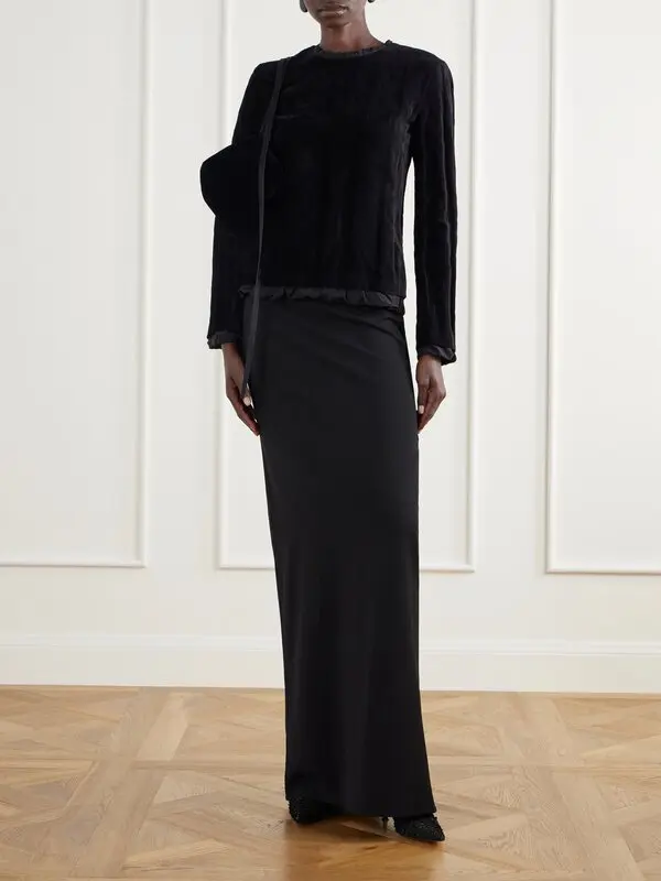 COLLEEN ALLEN Layered Textured Cotton-blend Velvet Top
