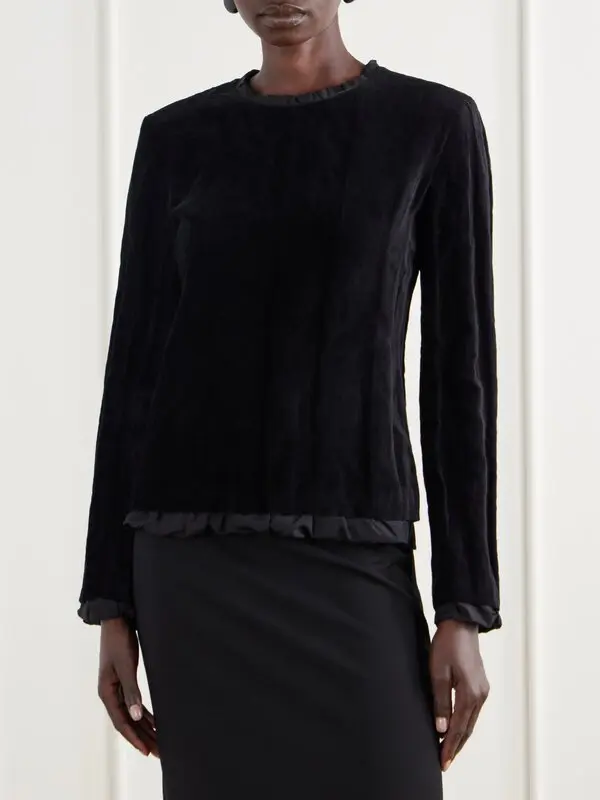 COLLEEN ALLEN Layered Textured Cotton-blend Velvet Top