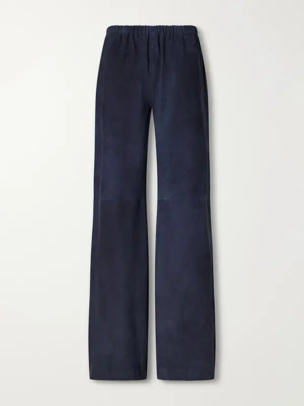 LA LIGNE Colby Paneled Suede Wide-leg Pants - Blue