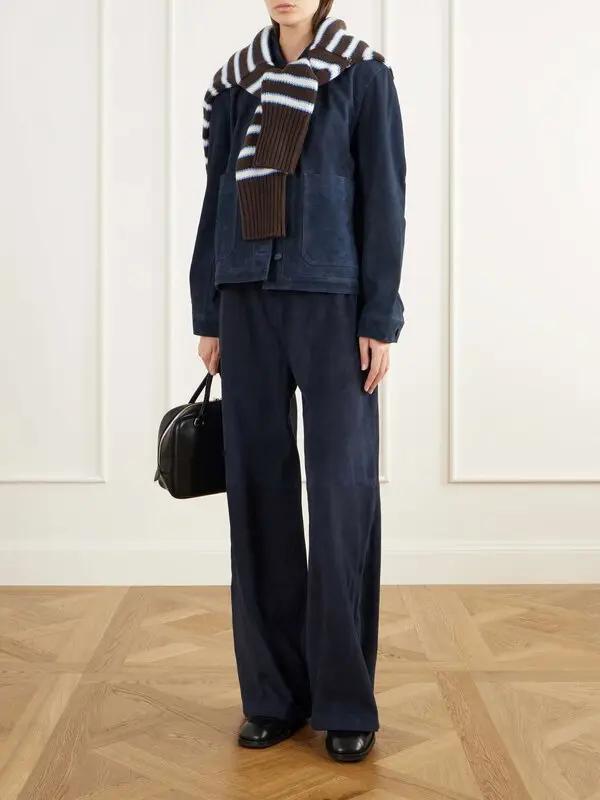 LA LIGNE Colby Paneled Suede Wide-leg Pants