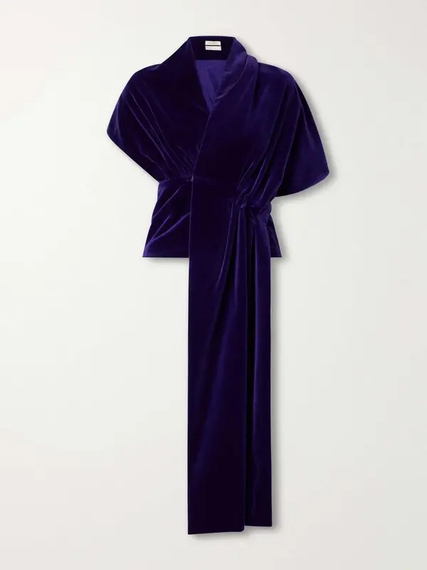 COLLEEN ALLEN Draped Cotton-velvet Blouse