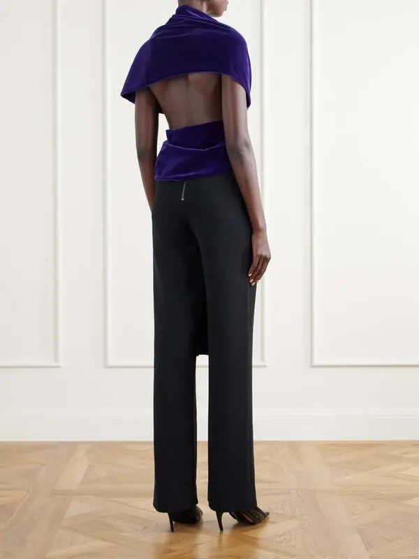 COLLEEN ALLEN Draped Cotton-velvet Blouse
