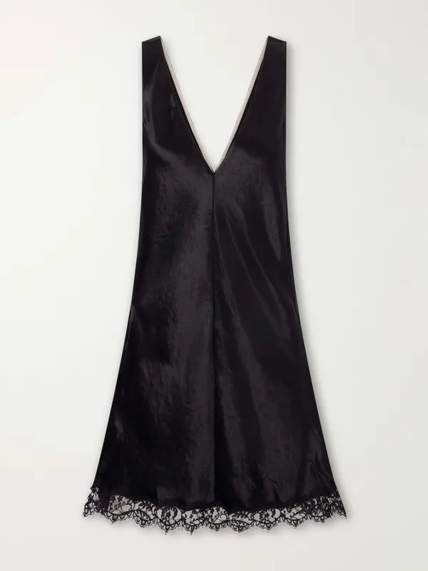 Maria Mcmanus Lace-trimmed Satin Mini Dress