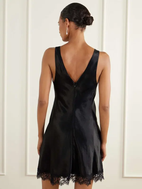 Maria Mcmanus Lace-trimmed Satin Mini Dress