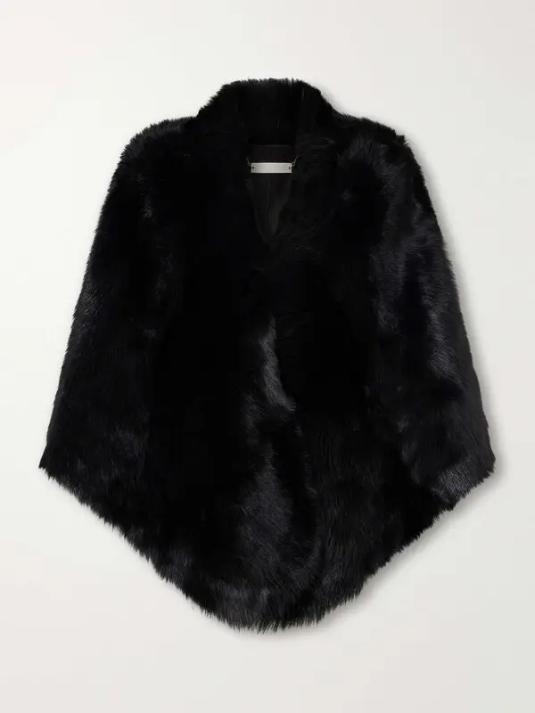 Nour Hammour Olympe Shearling Scarf - Black