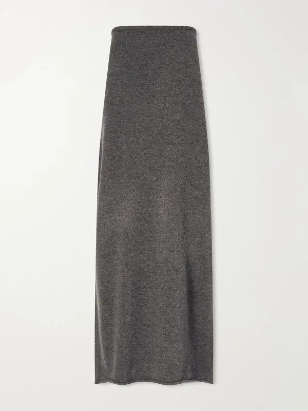 COLLEEN ALLEN Merino Wool Knitted Maxi Skirt - Gray