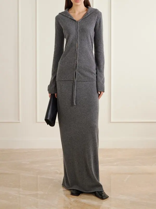 COLLEEN ALLEN Merino Wool Knitted Maxi Skirt - Gray