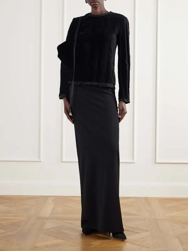 COLLEEN ALLEN Ruched Stretch-crepe Maxi Skirt