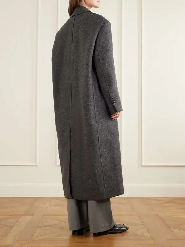 AMI Paris Double-breasted Virgin Wool-gabardine Coat