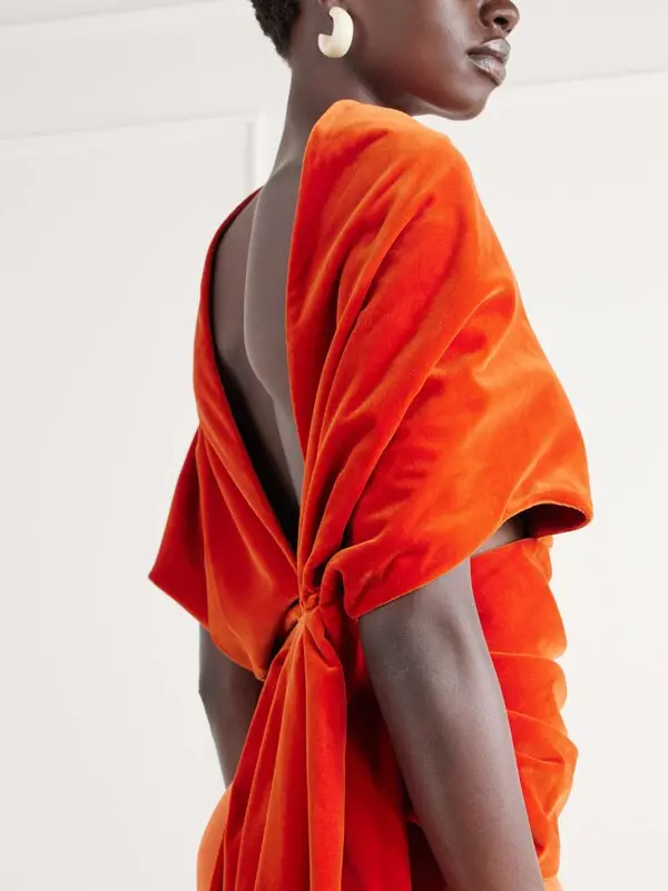 COLLEEN ALLEN Draped Cotton-velvet Top