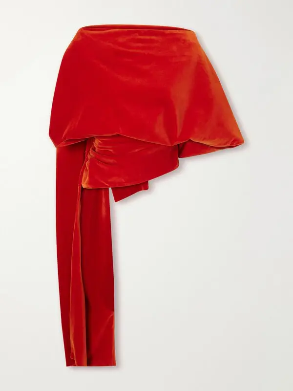 COLLEEN ALLEN Draped Cotton-velvet Top