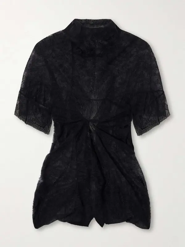 COLLEEN ALLEN Draped Ruffled Lace Blouse