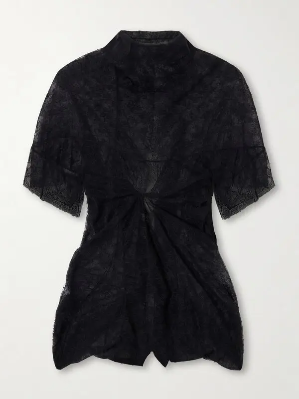 COLLEEN ALLEN Draped Ruffled Lace Blouse