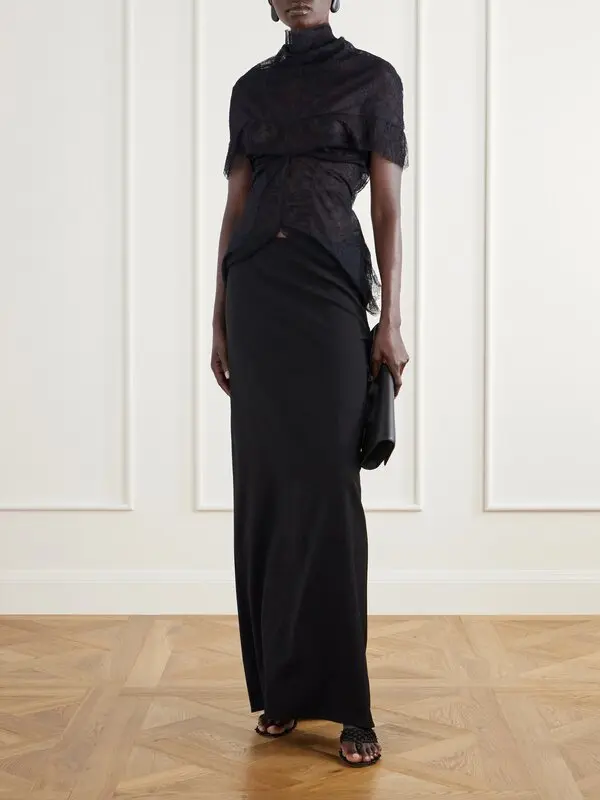 COLLEEN ALLEN Draped Ruffled Lace Blouse