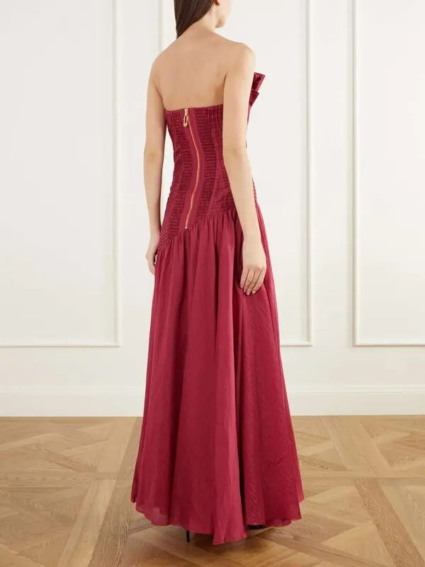Aje Aquiline Pleated Lyocell-blend Dupioni Gown