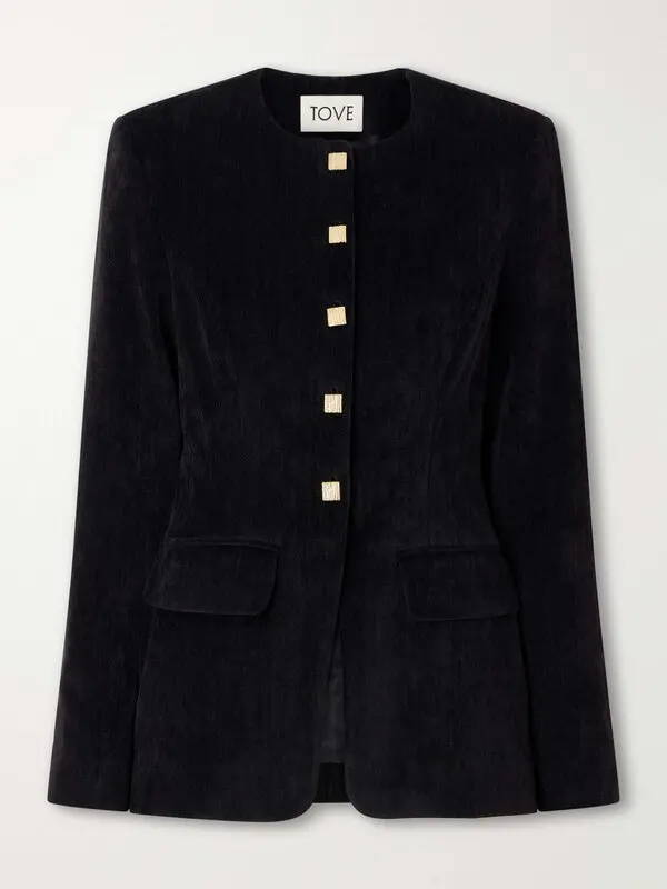 Tove Moya Button-embellished Velvet Jacket