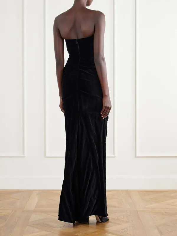 COLLEEN ALLEN Strapless Textured Cotton-velvet Gown