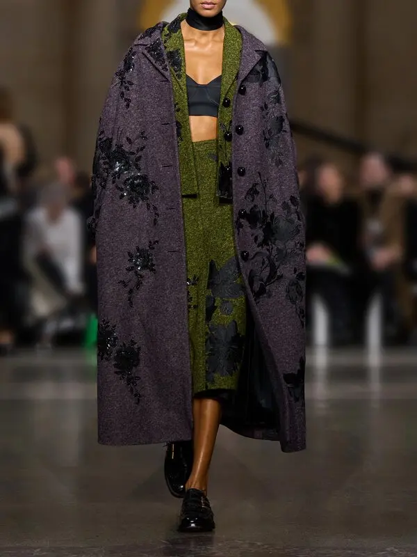 Erdem Embellished Floral-embroidered Cropped Twill Jacket - Green