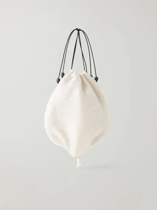 SOPHIE BUHAI Teardrop Embellished Satin-jacquard Pouch - Ivory