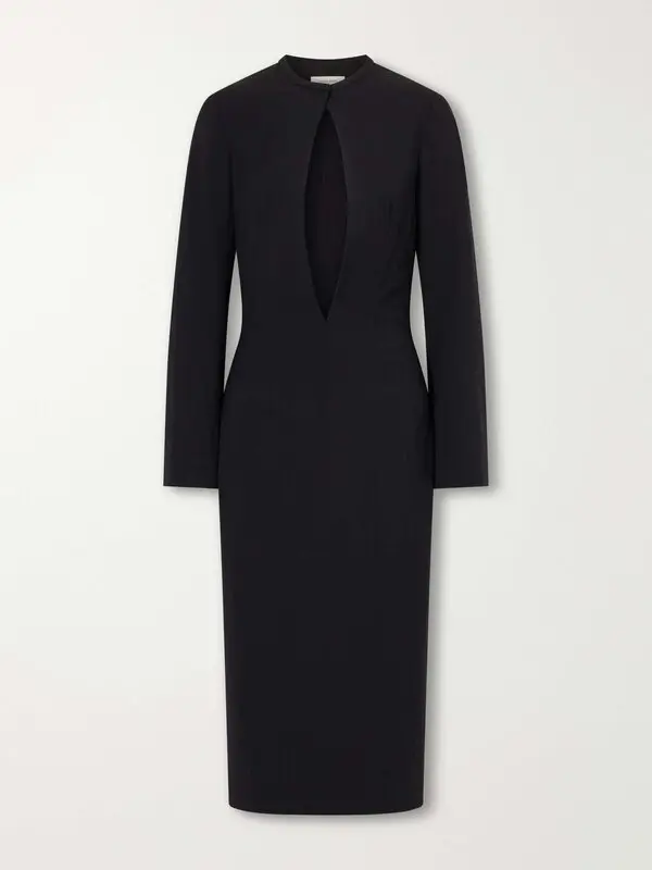 COLLEEN ALLEN Cut-out Stretch Wool-blend Midi Dress