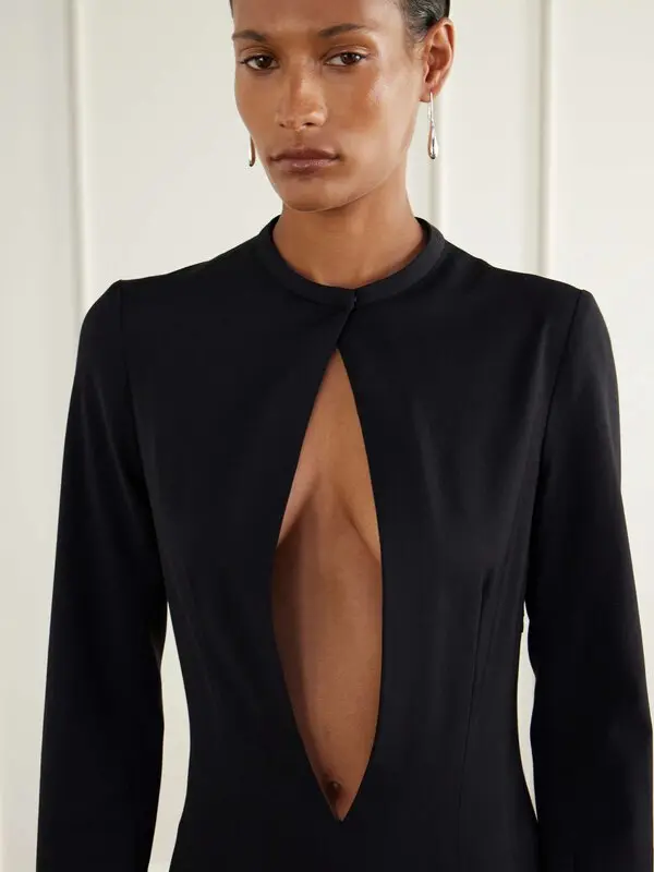 COLLEEN ALLEN Cut-out Stretch Wool-blend Midi Dress