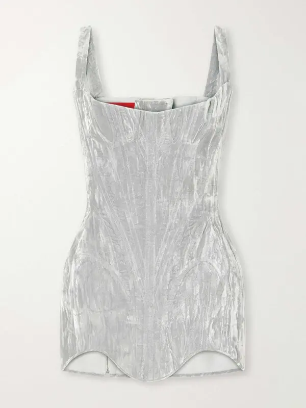 DILARA FINDIKOGLU Shield Corset Cotton-velvet Mini Dress