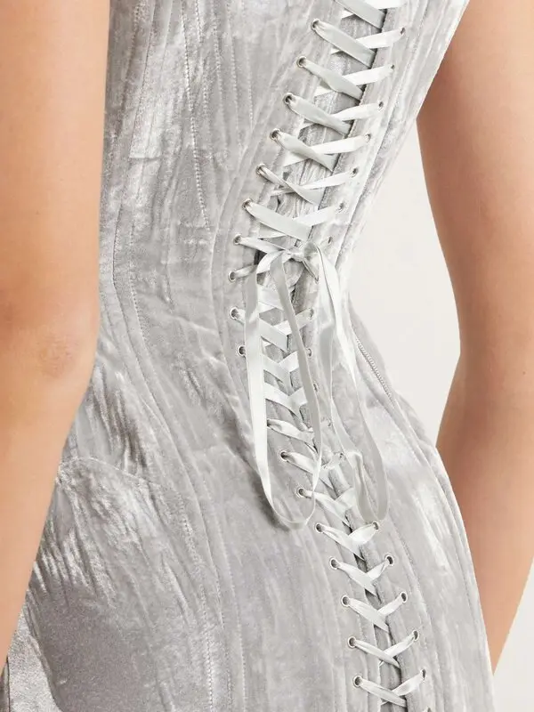 DILARA FINDIKOGLU Shield Corset Cotton-velvet Mini Dress