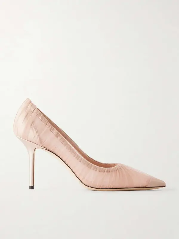 JIMMY CHOO Love 85 Gathered Tulle Pumps