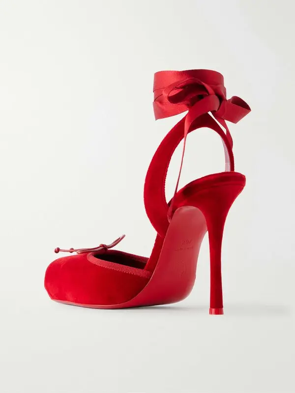 CHRISTIAN LOUBOUTIN Cassia Lace Up 100 Velvet Pumps