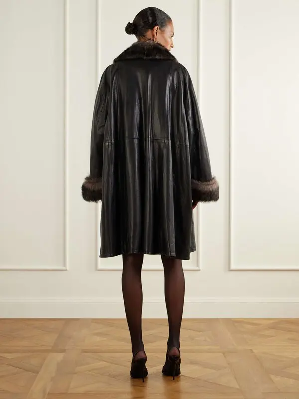 Nour Hammour Aida Shearling-trimmed Leather Coat
