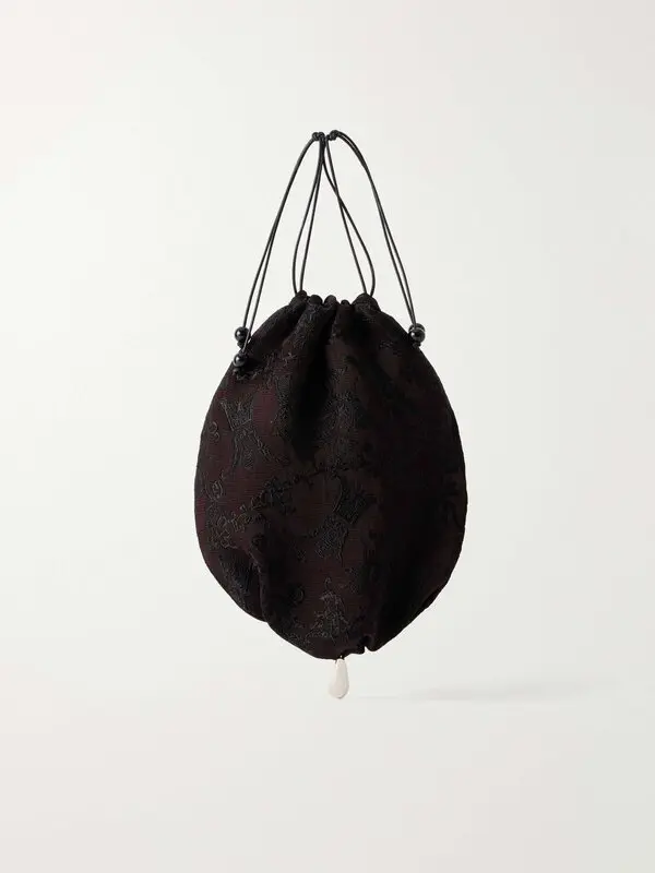 SOPHIE BUHAI Teardrop Embellished Satin-jacquard Pouch