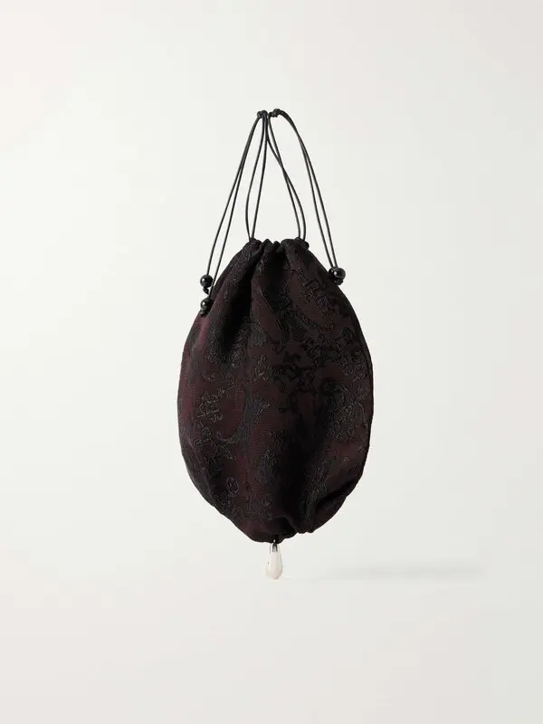 SOPHIE BUHAI Teardrop Embellished Satin-jacquard Pouch