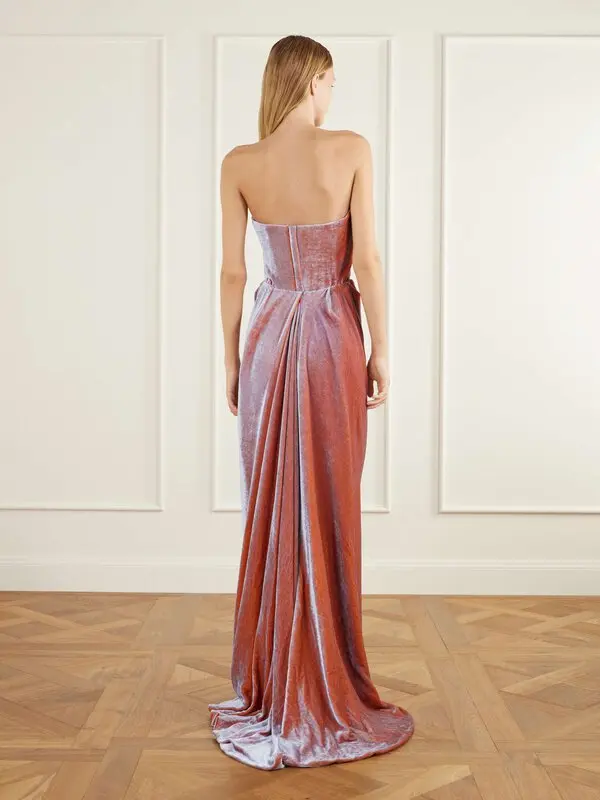 VIVIENNE WESTWOOD Galaxy Strapless Crystal-embellished Draped Velvet Gown