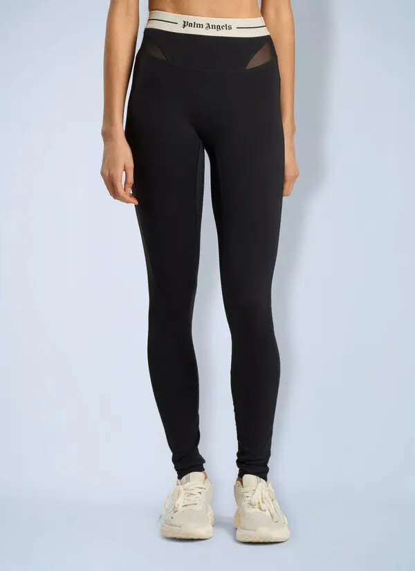 Palm Angels Logo Mix Layer Active Leggings - Black