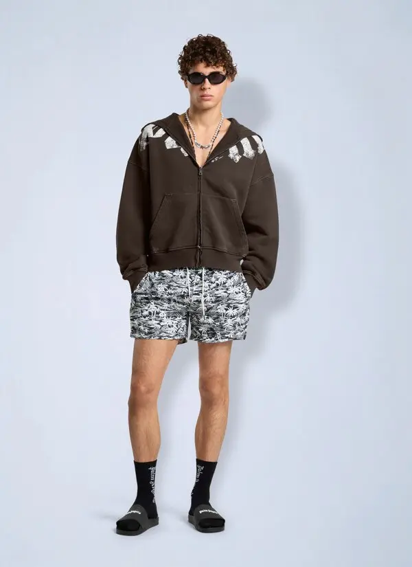 Palm Angels Big Neck Logo Zip Loose Hoodie