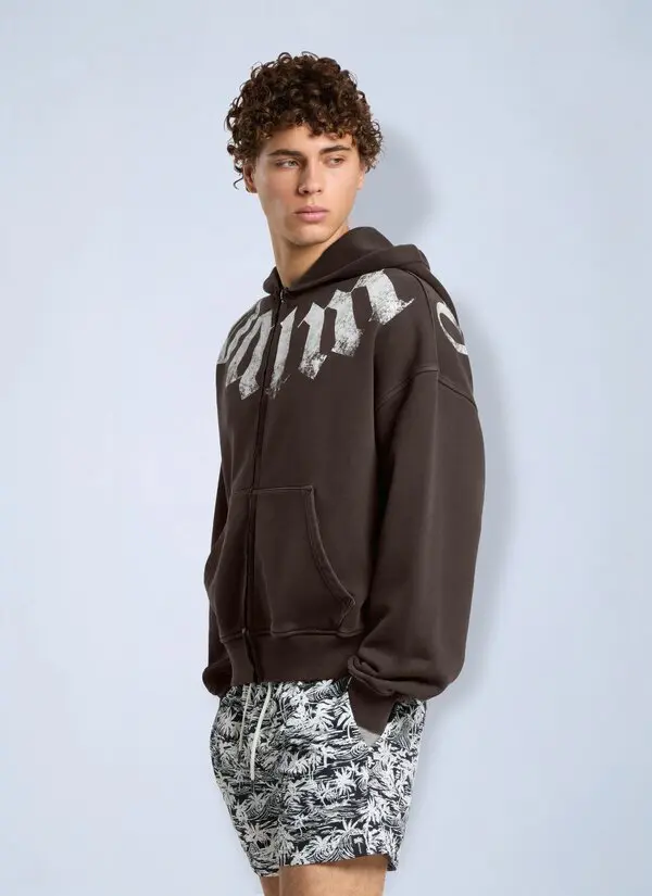 Palm Angels Big Neck Logo Zip Loose Hoodie