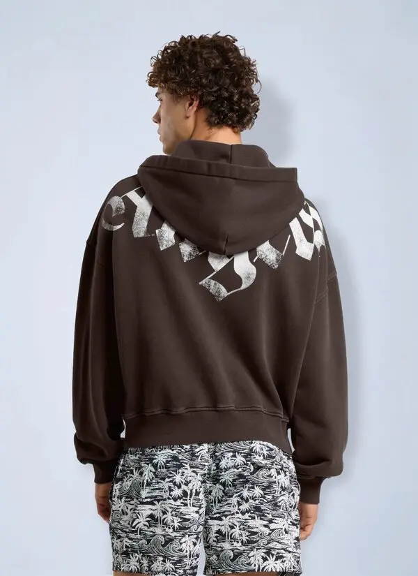 Palm Angels Big Neck Logo Zip Loose Hoodie