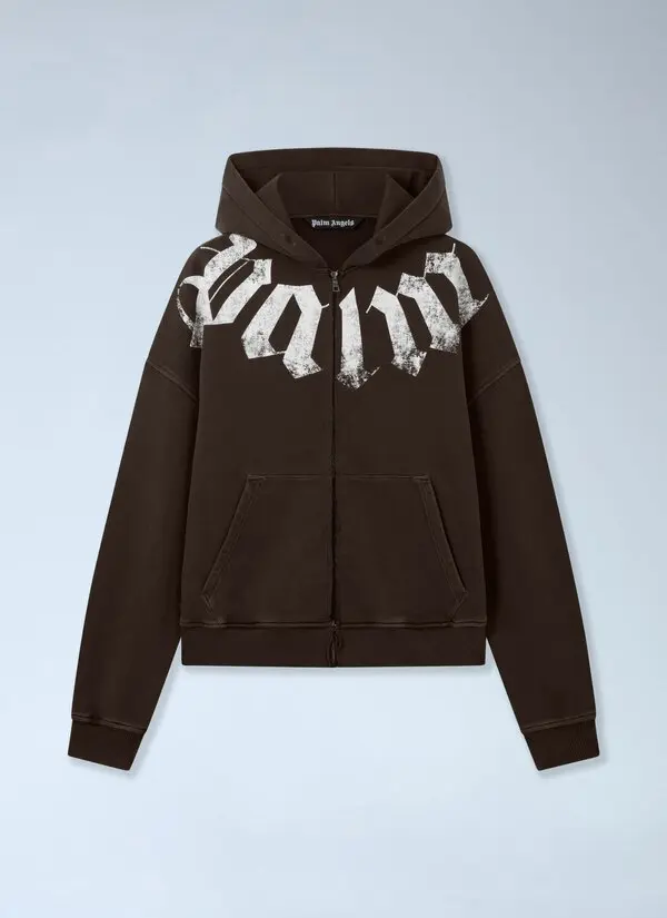 Palm Angels Big Neck Logo Zip Loose Hoodie