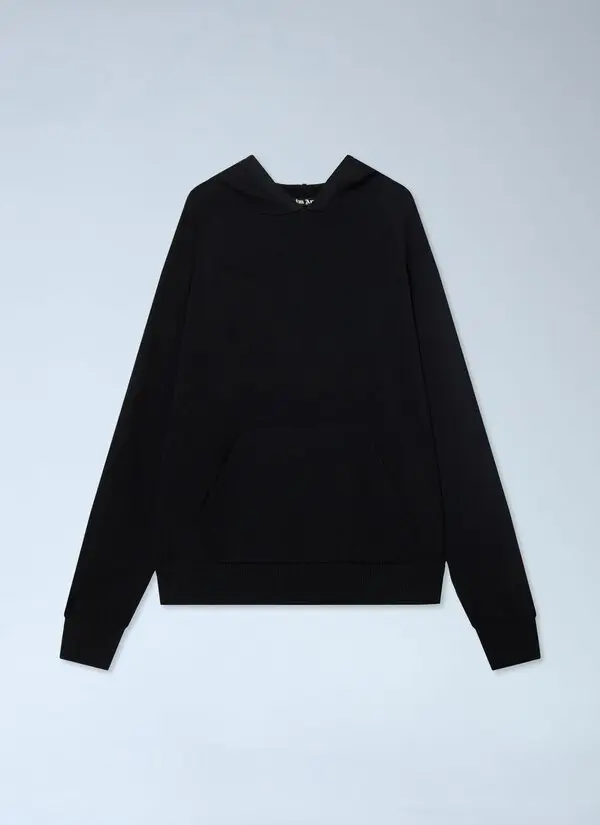 Palm Angels Curved Logo Regular Knit Hoodie