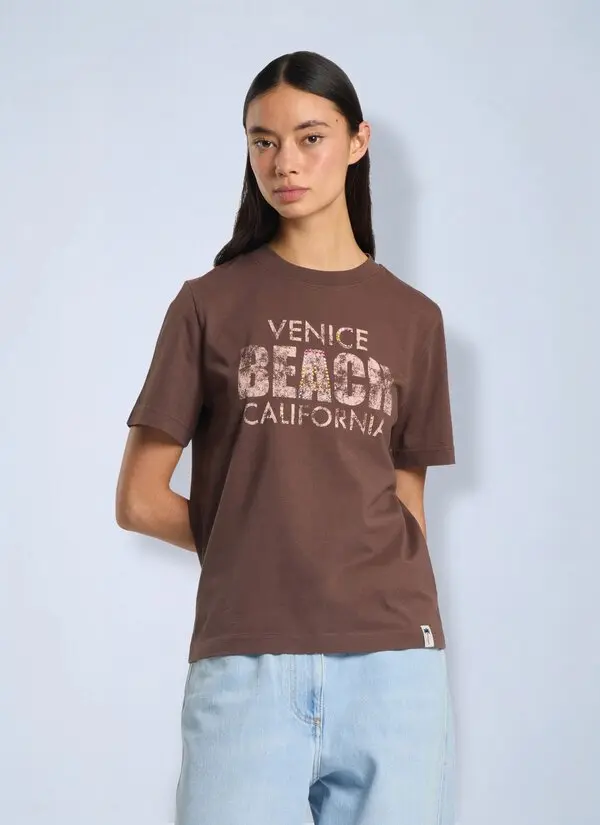 Palm Angels Cali Vibes Regular T-shirt - Brown