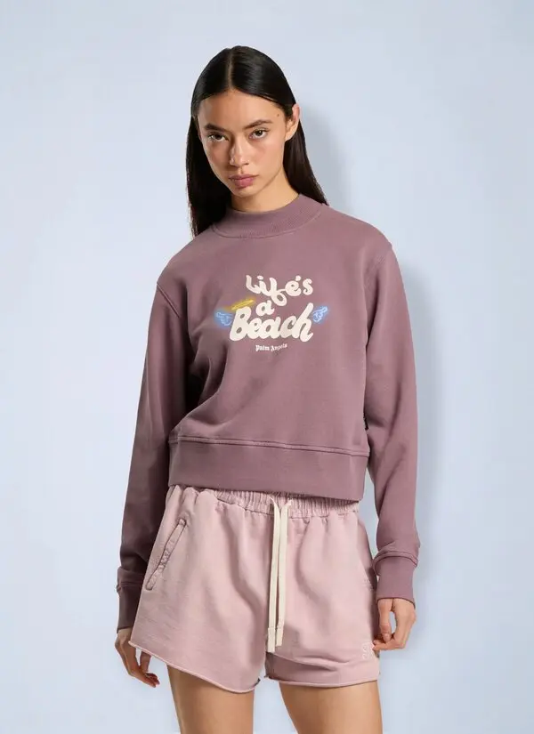 Palm Angels Life's A Beach Cropped Sweatshirt