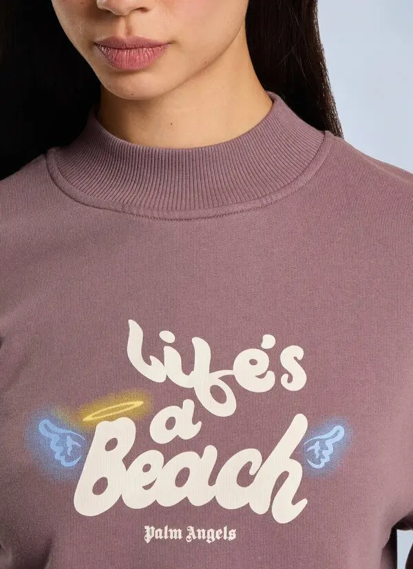 Palm Angels Life's A Beach Cropped Sweatshirt