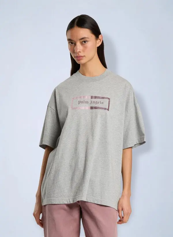 Palm Angels Stud Box Logo Loose Tee - Grey