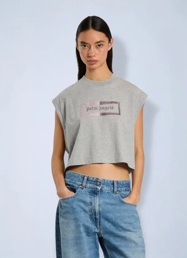 Palm Angels Stud Box Logo Tank Top - Grey