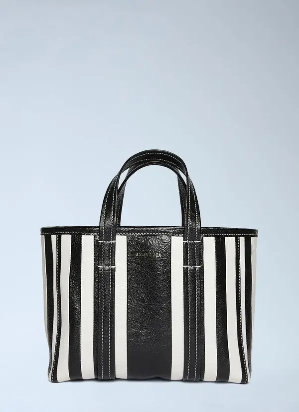 Balenciaga Barbes East West Shopper Tote Striped Leather Medium