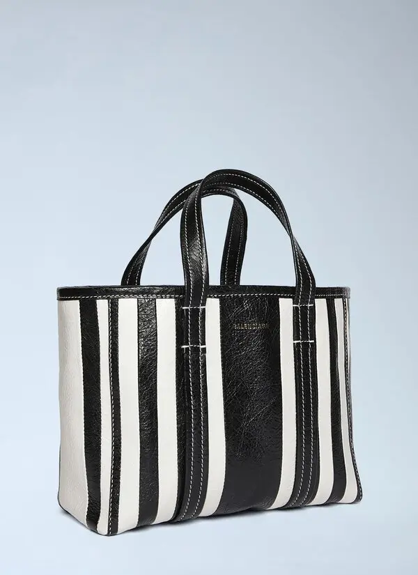 Balenciaga Barbes East West Shopper Tote Striped Leather Medium